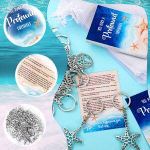 90 Pcs Starfish Story Gifts Mini Keepsake Appreciation Notecards Set Starfish Story Wallet Sized Cards Employee Gifts Drawstring Bags and Starfish Charms for Teacher Women Men (Hollow Out)