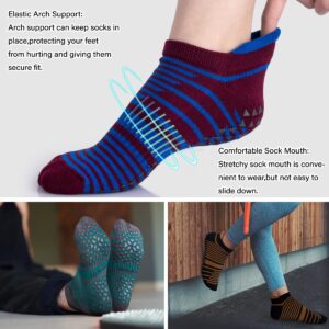 Womens & Mens Non Slip Socks with Cushion for Yoga Pilates Barre Home Hospital Socks Stripe Small Medium