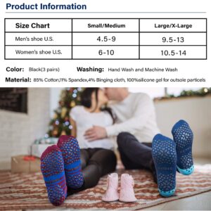 Womens & Mens Non Slip Socks with Cushion for Yoga Pilates Barre Home Hospital Socks Stripe Small Medium