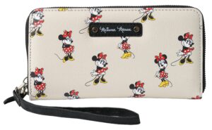 disney wallet wristlet zip clutch faux leather (minnie mouse cream)