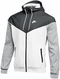 nike team men's windrunner jacket hooded windbreaker (black/white, x-large)