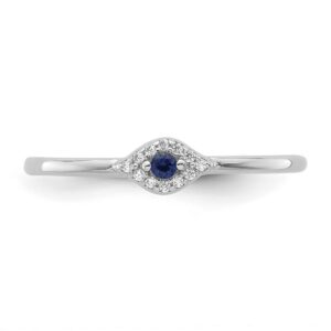 925 Sterling Silver Rhodium Plated Blue and Clear CZ Cubic Zirconia Simulated Diamond Evil Eye Ring Size 7 Jewelry for Women