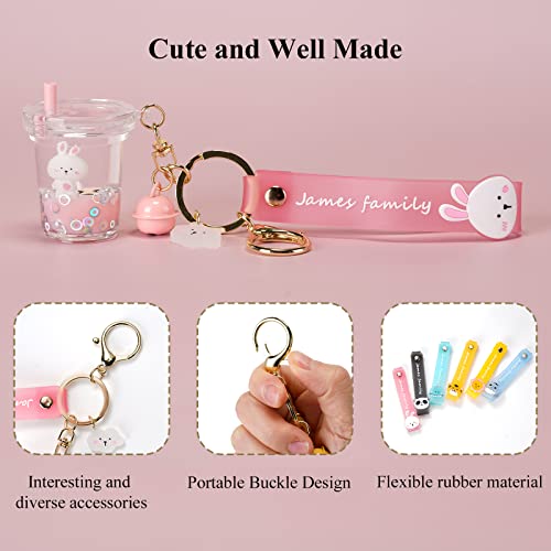 YOU WIZV Cute Keychain, Kawaii Backpack Liquid Floating Anime Bunny Keychain for Girls, Women, Daughters, Sister