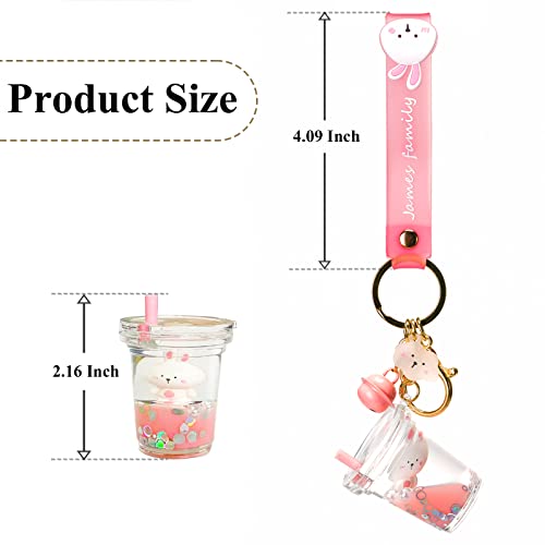 YOU WIZV Cute Keychain, Kawaii Backpack Liquid Floating Anime Bunny Keychain for Girls, Women, Daughters, Sister