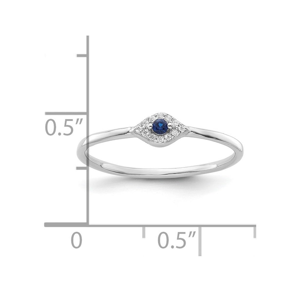 925 Sterling Silver Rhodium Plated Blue and Clear CZ Cubic Zirconia Simulated Diamond Evil Eye Ring Size 7 Jewelry for Women