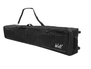 wolt rolling ski bag - padded snowboard bag carrier with wheels for air travel, fit to double pairs of skis up to 175 cm