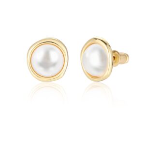 hokemp pearl earrings 16k gold plated pearls stud earrings hypoallergenic jewelry for women girls valentine's day