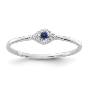 925 sterling silver rhodium plated blue and clear cz cubic zirconia simulated diamond evil eye ring size 7 jewelry for women