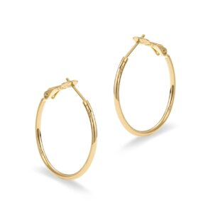 PAVOI 14K Gold Plated Sterling Silver Post Hoops | Large Hoops Earring | Lightwight Gold Hoop Earrings for Women (Yellow Gold,30mm)