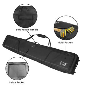 WOLT Rolling Ski Bag - Padded Snowboard Bag Carrier with Wheels for Air Travel, fit to Double Pairs of Skis up to 175 cm