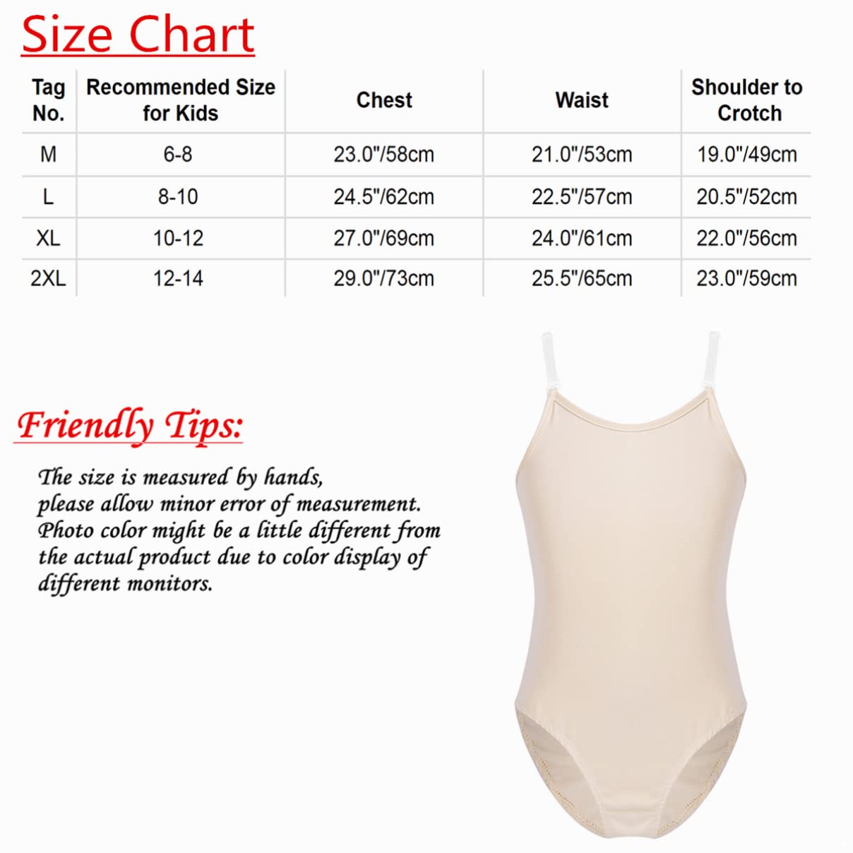 dPois Kids Girls Basic Ballet Leotard Gymnastics Dance Unitard One Piece Strechy Bodysuit Dancewear Activewear Nude 7-8 Years