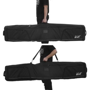 WOLT Rolling Ski Bag - Padded Snowboard Bag Carrier with Wheels for Air Travel, fit to Double Pairs of Skis up to 175 cm