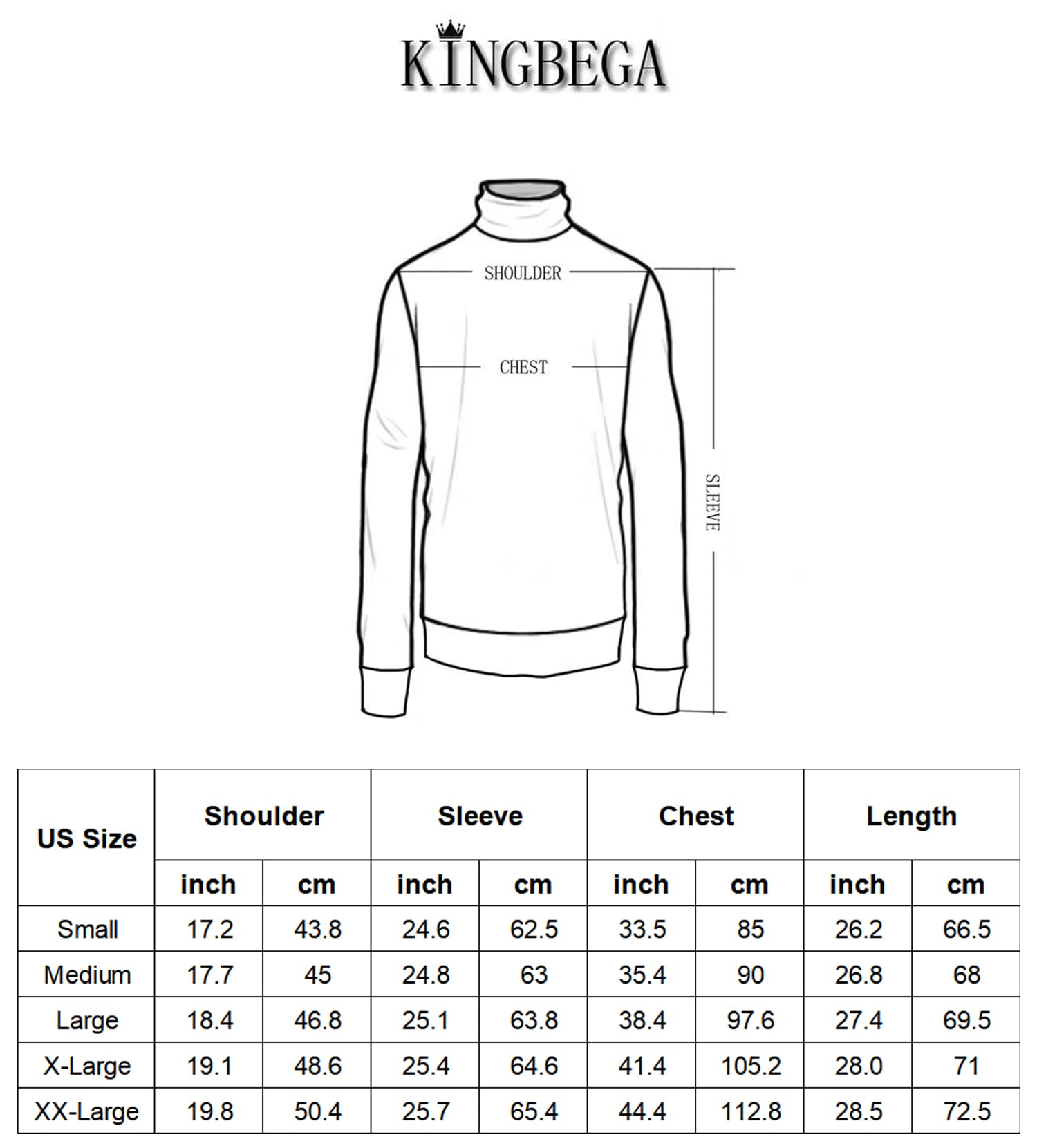 KINGBEGA Men's Turtleneck Slim Fit Basic Knitted Thermal Casual Long Sleeve Pullover SweatShirt, White1, X-Large