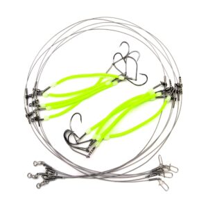 senyubby high strength 49-strands steel wire leader rigs with hooks swivels snap connect,saltwater fishing assecories steel wire leader with nylon-coating