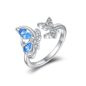 vonala butterfly ring 925 sterling silver blue butterfly open ring stackable adjustable ring butterfly jewelry gift for women