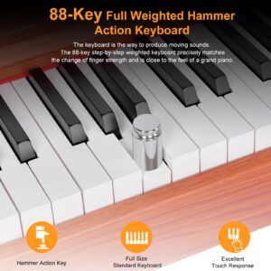 ZHRUNS Digital Piano,88 key Full Weighted Keyboard Piano,Heavy Hammer Keyboard Sustain Pedal, Power Supply, USB Connecting and Audio Input/Output for Beginner & Professional