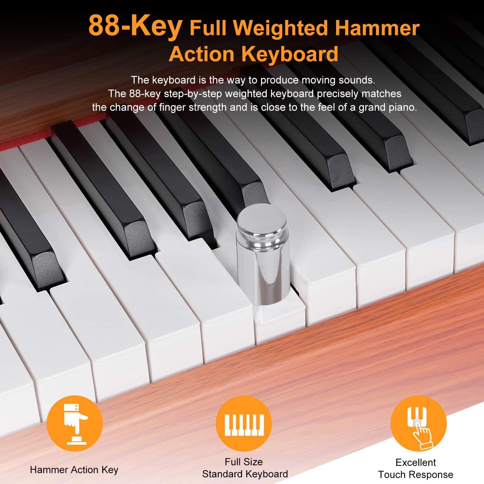 ZHRUNS Digital Piano,88 key Full Weighted Keyboard Piano,Heavy Hammer Keyboard Sustain Pedal, Power Supply, USB Connecting and Audio Input/Output for Beginner & Professional