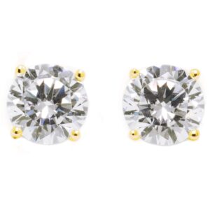 1 ct. - 4ct. moissanite stud earrings, moissanite diamond stud screw back earring, 14k gold stud earrings for women (1.5 ct [5.9mm *2], 14k yellow gold)