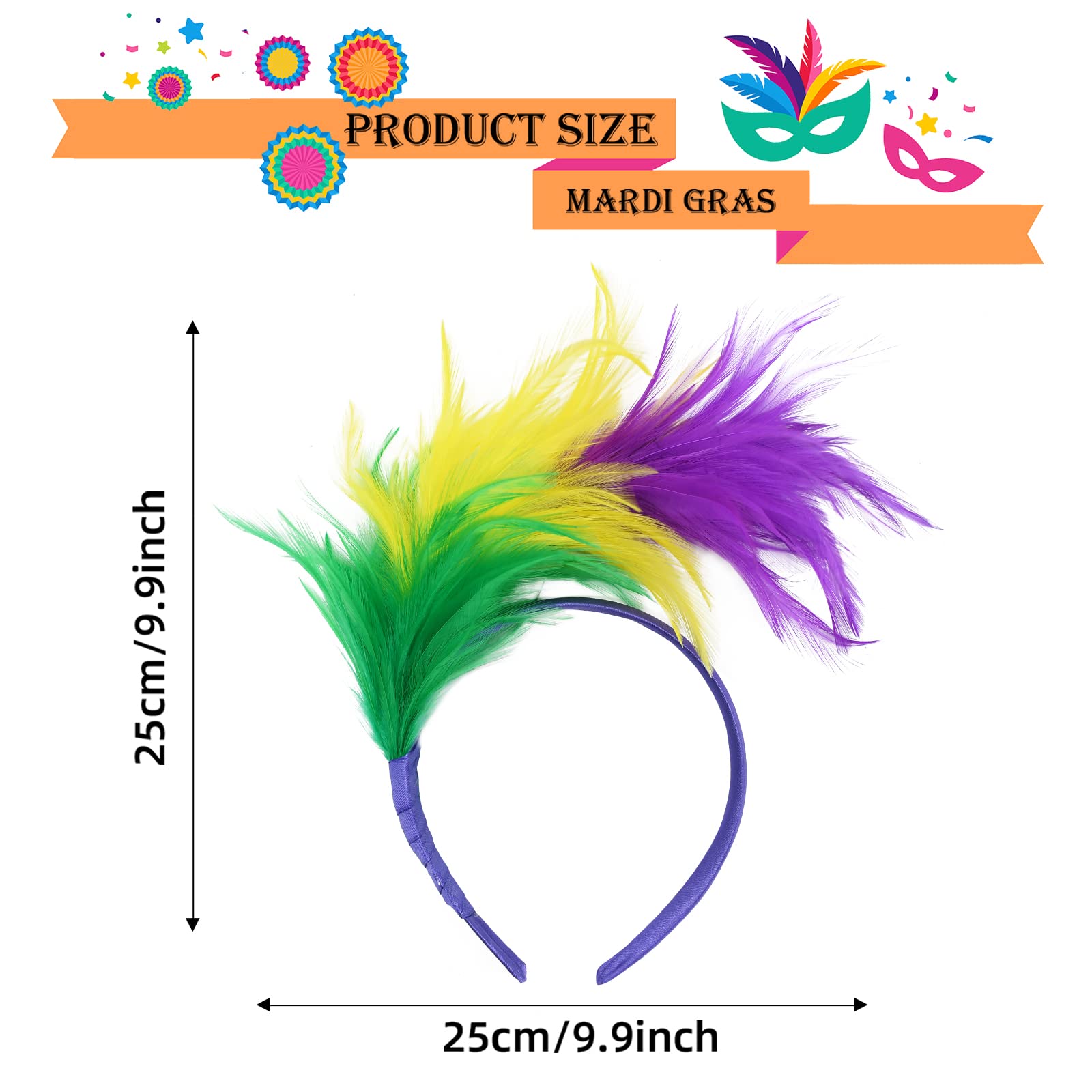 Mardi Gras Women's Headpiece Headbands - 20s 50s Feather Hat Tea Party Cocktail Head Wear Hair Accessories for Women Girls