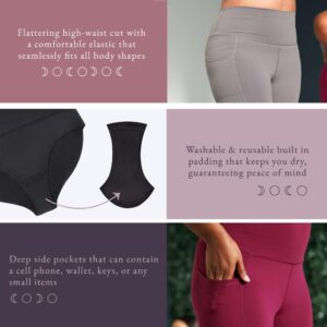 LUMANA Leakproof Womens Leggings: Bladder Control Athletic Bottoms - Leggings with Pockets Designed with Built-in Bladder Leakage Pads for Women, 22" Inseam (Black, Small)