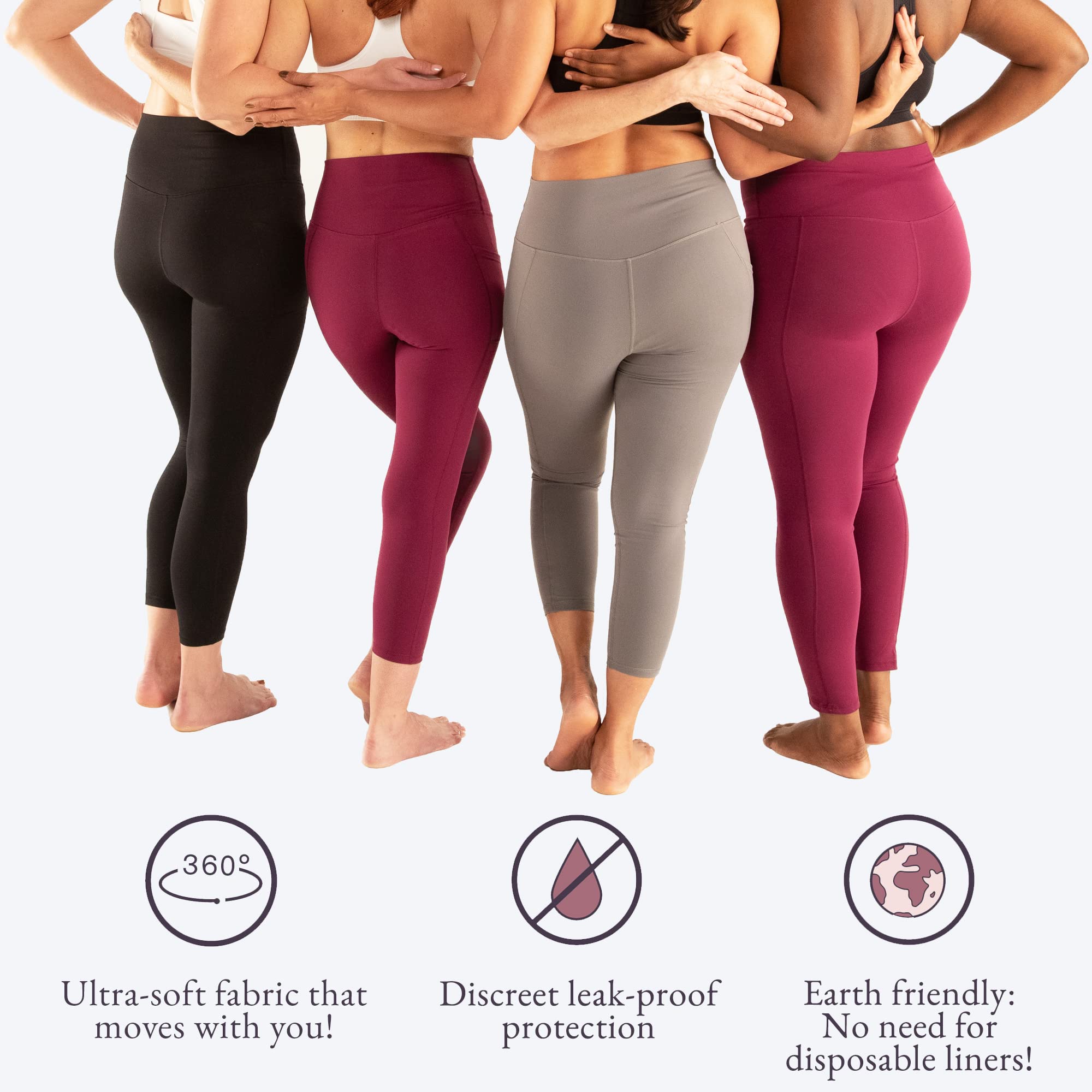 LUMANA Leakproof Womens Leggings: Bladder Control Athletic Bottoms - Leggings with Pockets Designed with Built-in Bladder Leakage Pads for Women, 22" Inseam (Black, Small)