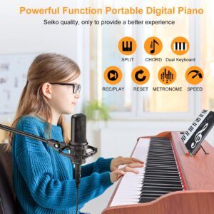 ZHRUNS Digital Piano,88 key Full Weighted Keyboard Piano,Heavy Hammer Keyboard Sustain Pedal, Power Supply, USB Connecting and Audio Input/Output for Beginner & Professional