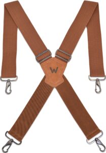 welkinland brown 2 inch wide suspenders, heavy duty work suspenders, swivel suspenders, thick suspenders, work suspenders for men, suspenders swivel hook, suspenders with belt loops