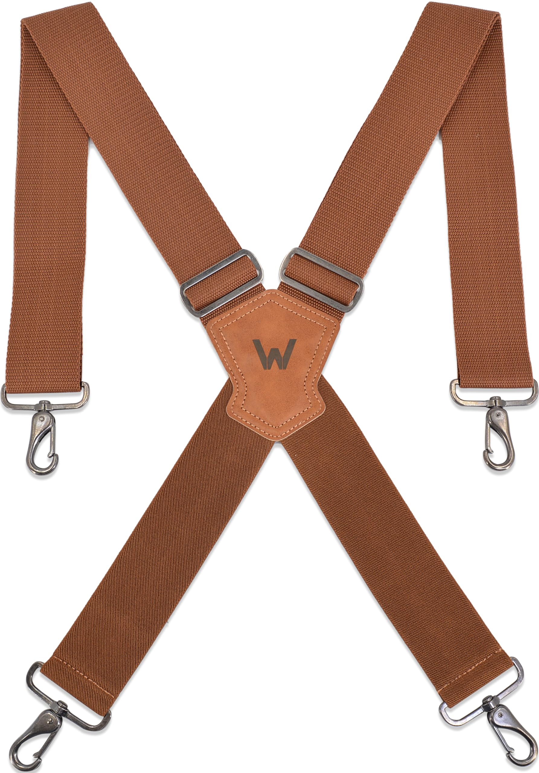 WELKINLAND Brown 2 inch wide suspenders, Heavy duty work suspenders, Swivel suspenders, Thick suspenders, Work suspenders for men, Suspenders swivel hook, Suspenders with belt loops