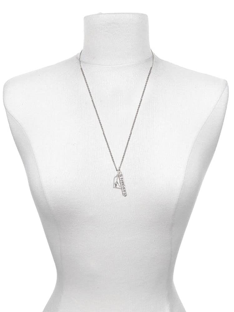 Delight Jewelry Silvertone Gymnast in Heart Silvertone Guardian Angel Bar Charm Necklace, 23"