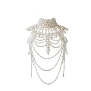 ywcute necklace sexy braid fringe pearl bra sweater chain french fashion multi-layer pearl body chain