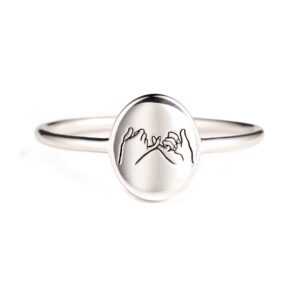 pinky promise ring for best friends, friendship rings, silver pinky promise ring for friends, sisters ring, gifts for best friends women, best friend birthday gifts for women(f silver 07)