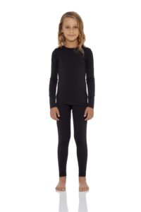 rocky thermal underwear for girls (long johns thermals set) shirt & pants, base layer w/leggings/bottoms ski/extreme cold (black - small)