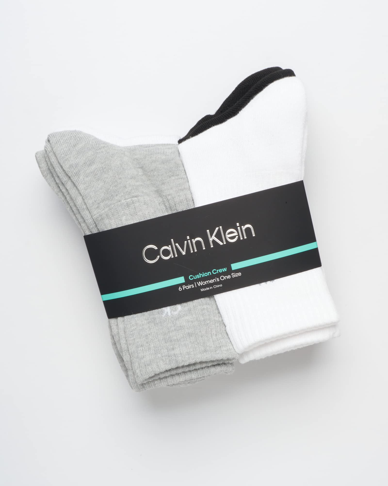 Calvin Klein Women's Socks - Cushion Athletic Crew Socks (6 Pack), Size 4-10, Grey Assorted