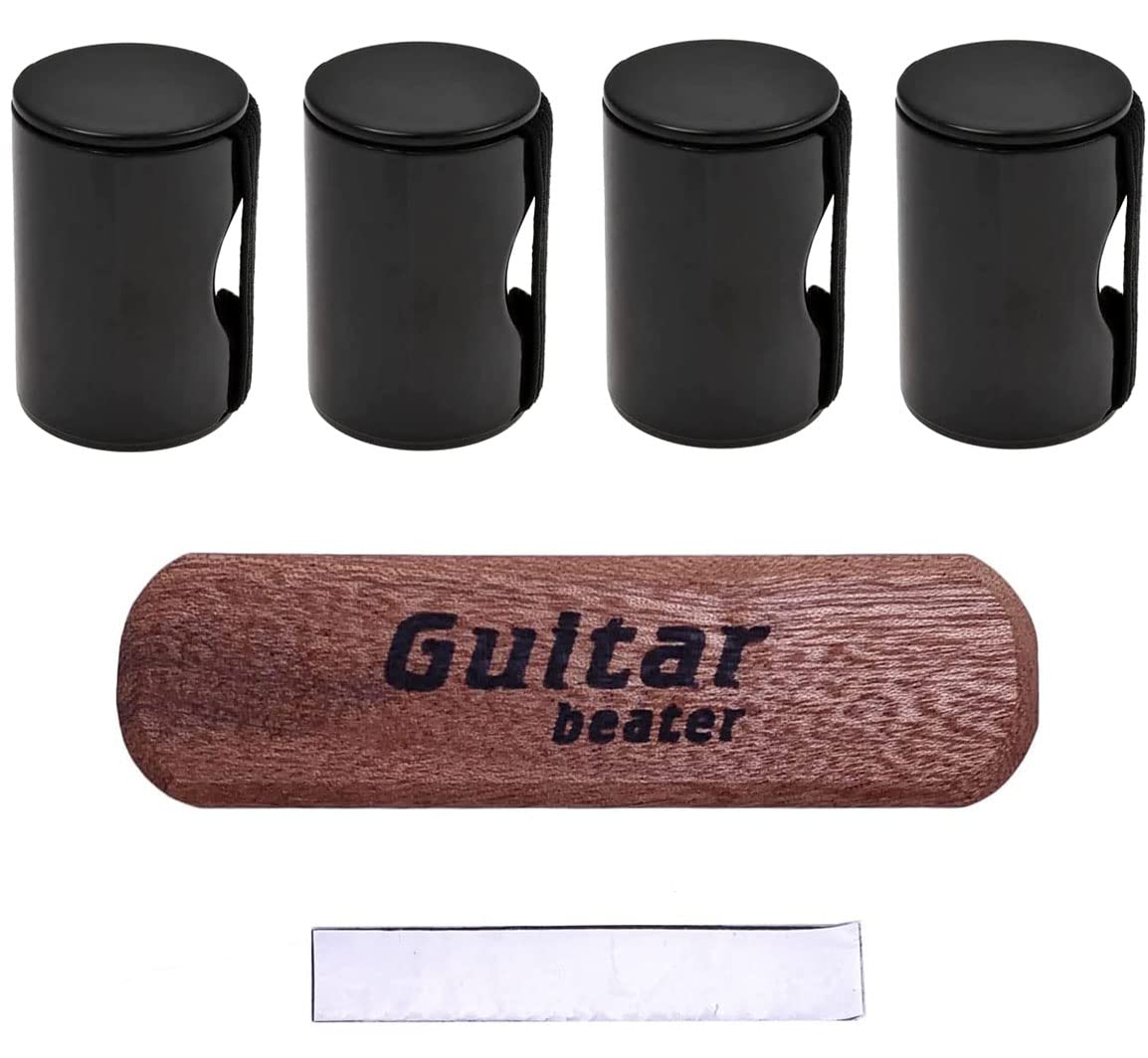 TUOREN 4pcs Finger Sand Shakers Rhythm Beater Board Hand Percussion Instrument Set Playing Accompaniment on Guitar Ukulele Cajon Drum Accessory