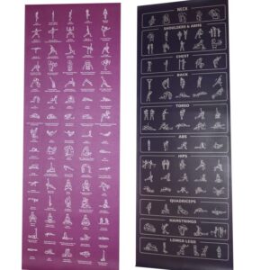 Beginner Instructional Yoga Mat with Poses Printed On It - 75 Illustrated Yoga Poses & 75 Stretches - Non Slip - Yoga Mat For All Genders