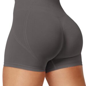 YEOREO Dora Seamless Scrunch Workout Shorts for Women High Waisted Butt Lifting Gym Yoga Biker Shorts Deep Taupe S