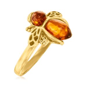 Ross-Simons Amber Bumblebee Ring in 18kt Gold Over Sterling. Size 8