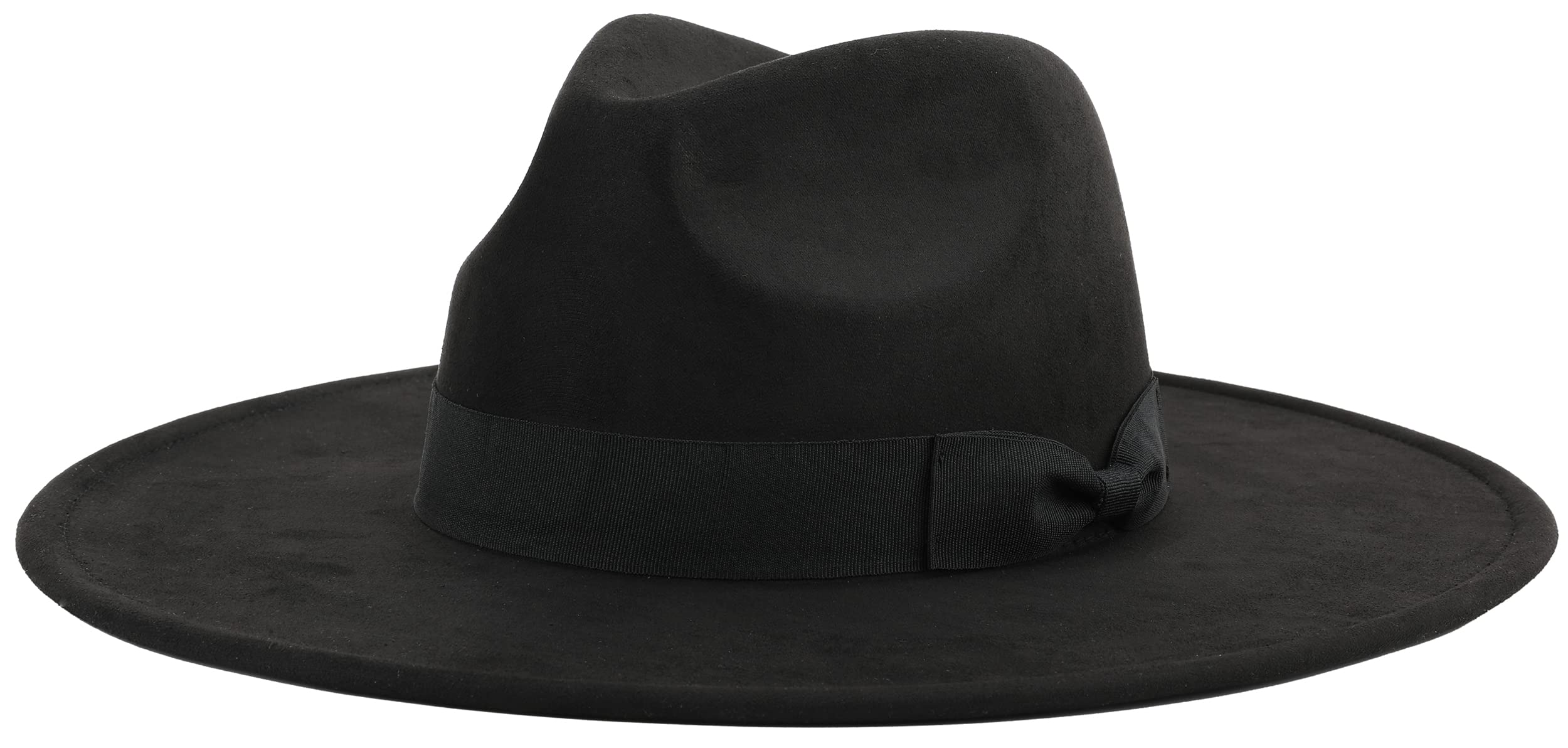 Pro Celia Big Wide Brim Fedora Hat for Women Large Felt Panama Rancher Hat (Black)