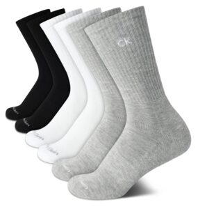 calvin klein women's socks - cushion athletic crew socks (6 pack), size 4-10, grey assorted