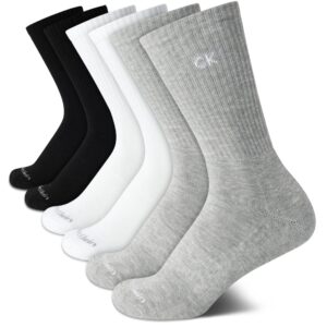 Calvin Klein Women's Socks - Cushion Athletic Crew Socks (6 Pack), Size 4-10, Grey Assorted