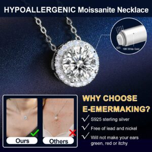 Moissanite Necklace Halo Diamond Pendant for Women 0.5CT-4.0CT 18K White/Yellow Gold Plated Sterling Silver Necklace Dainty Pendant Anniversary Day Present for Her Wife Mother 18+2 inches Lab Created Dimaond Jewelry with GRA Certificate of Authenticity