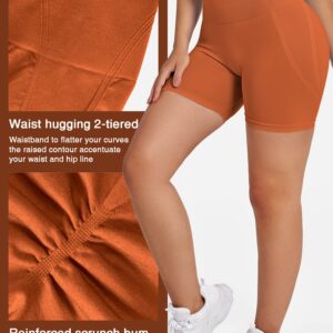 YEOREO Dora Seamless Scrunch Workout Shorts for Women High Waisted Butt Lifting Gym Yoga Biker Shorts Warm Copper L