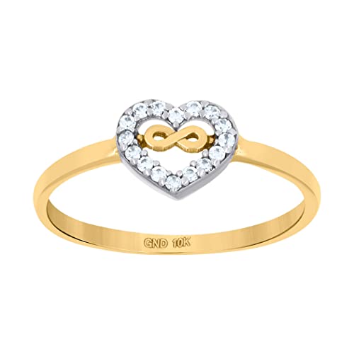 10k Two tone Gold Womens CZ Cubic Zirconia Simulated Diamond Love Symbol Infinity Heart Ring Measures 7mm Long Jewelry for Women