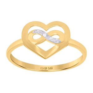 14k two tone gold womens infinity love heart ring measures 9.9mm long jewelry for women