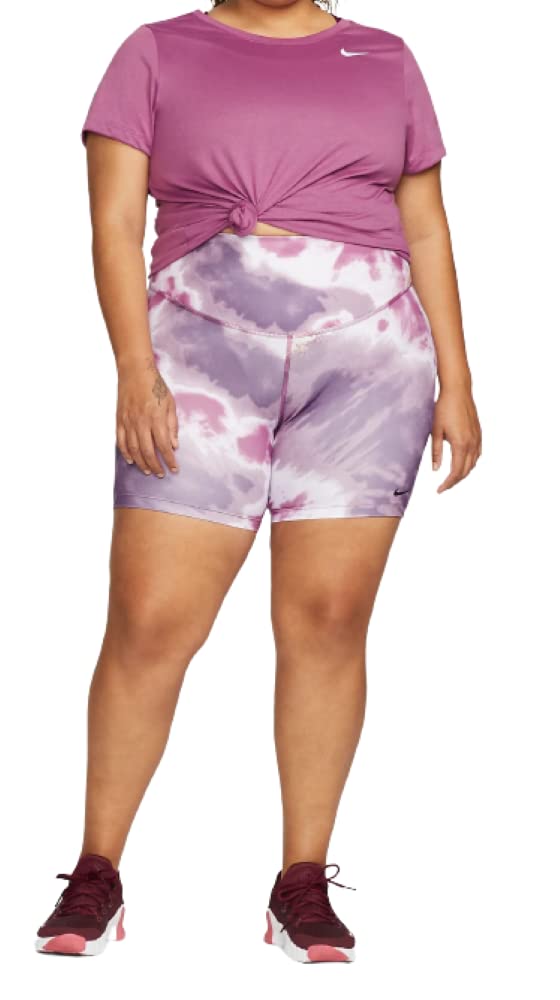 Nike One Women's Mid-Rise 7" Tie-Dye Bike Shorts (Plus Size) (Amethyst Wave, 3X)