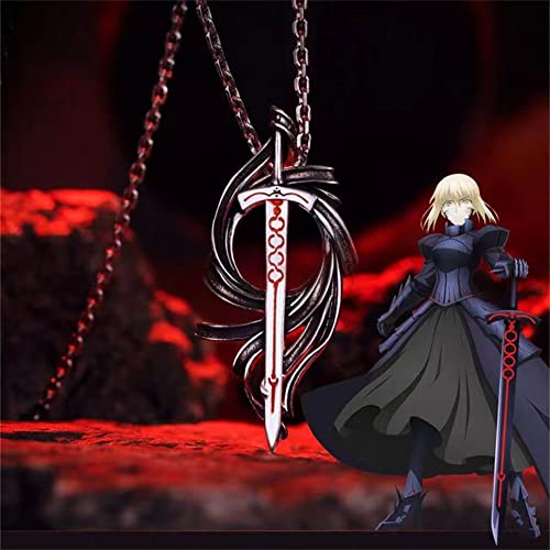 Anime Fate Stay Night Ring Necklace/Ring Black Saber Armour Cosplay Adjustable Opening Jewelry Prop Accessories Christmas Gift Set