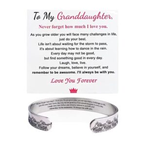 svana granddaughter/daughter bracelet gifts from grandma/nana with message card,adjustable morse code bracelet for teen girls i love you inspirational bracelets for her, i will always be with you meaning birthday gifts (to granddaughter-silver)