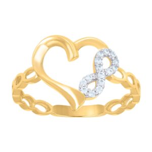 10k two tone gold womens cz cubic zirconia simulated diamond love symbol infinity heart ring measures 12.3mm long jewelry for women