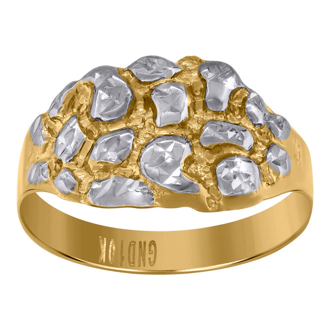 10k Two tone Gold Womens Nugget Fashion Ring Jewelry for Women