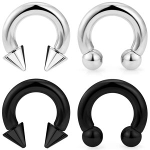 hnxnskt good weithts for stretched ears gauges earrings 4g surgical steel large septum rings pa ring internally threaded circular horseshoe barbells body piercing jewelry for women men 4 pieces 1#